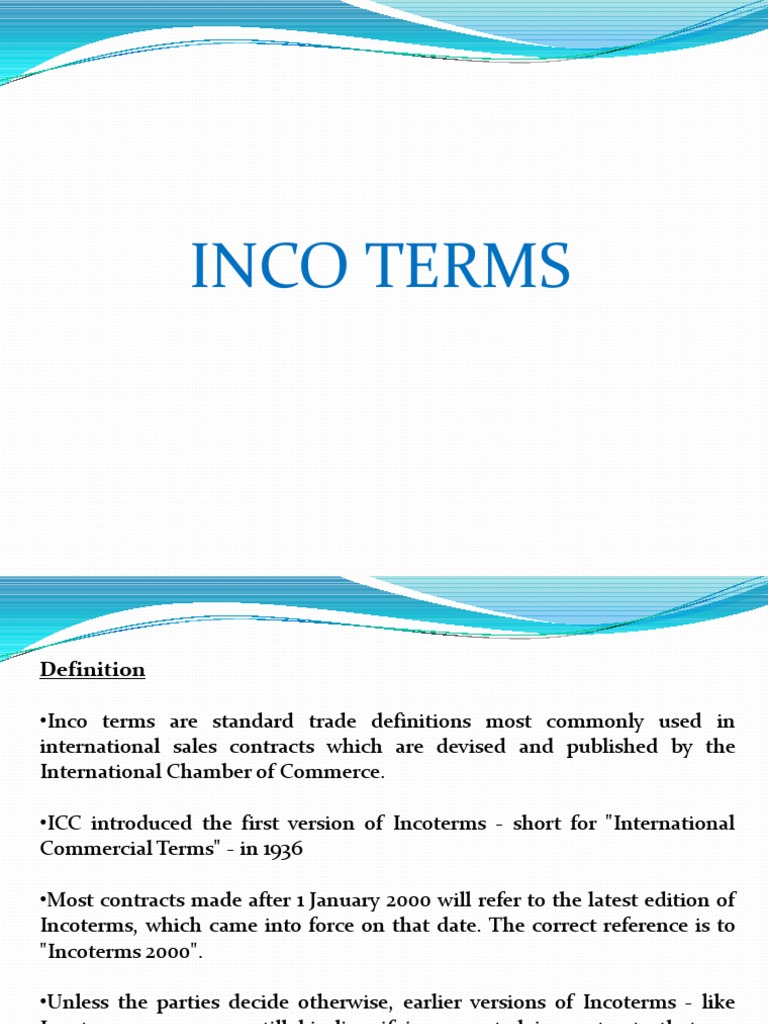 Inco Terms | PDF | International Business | Transport