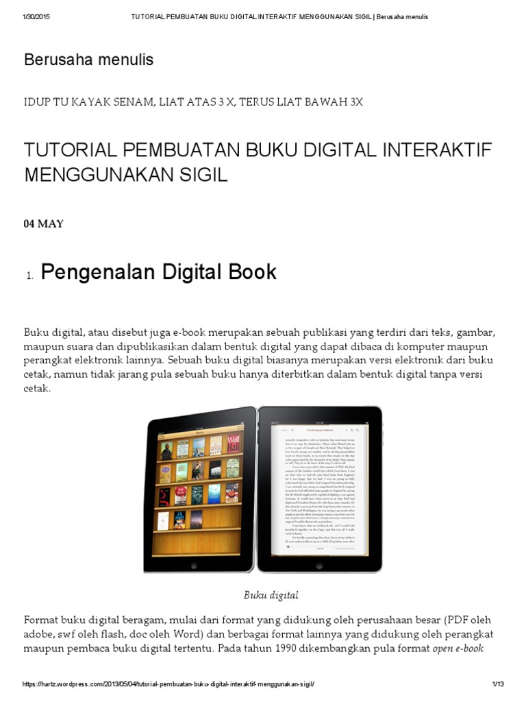 Tutorial Pembuatan Buku Digital Interaktif Menggunakan Sigil - Berusaha Menulis | PDF