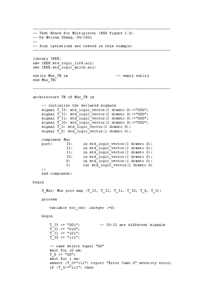 Test Bench For Multiplexer | PDF | Areas Of Computer Science | Computer ...