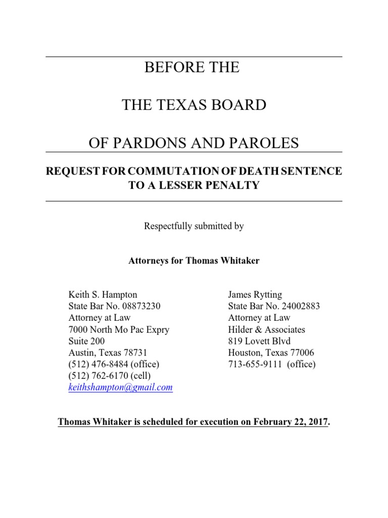 Request For Commutation Whitaker | PDF | Pardon | Adam And Eve