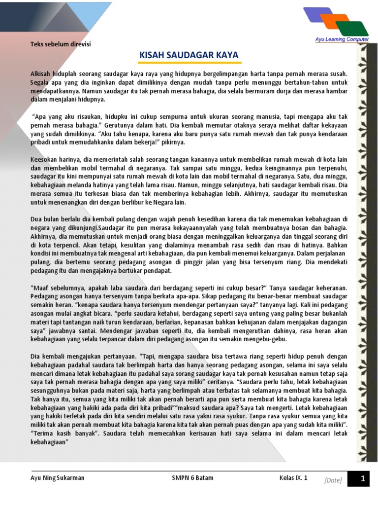 Kisah Saudagar Kaya | PDF