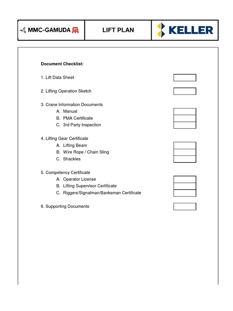 1a. Lifting Data Sheet (General Lifting) | PDF | Crane (Machine) | Elevator
