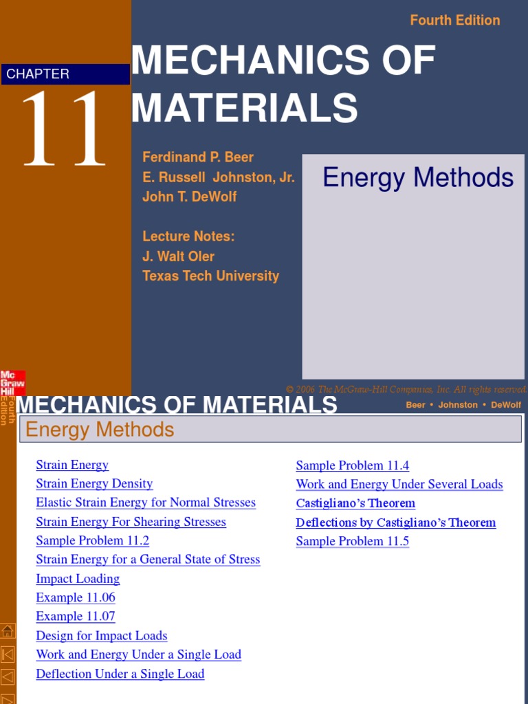 11 Energy Methods | PDF | Strength Of Materials | Deformation (Mechanics)