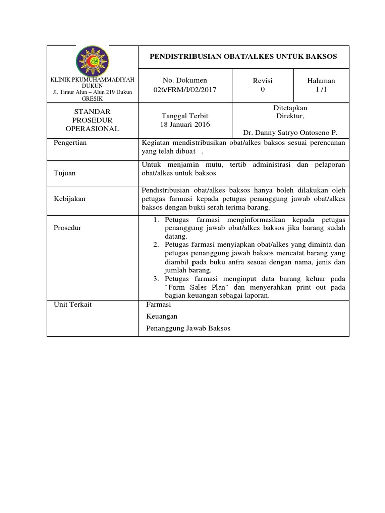 SOP Distribusi Obat Baksos | PDF