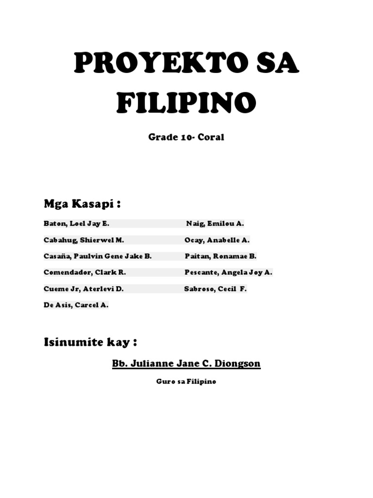 Proyekto Sa Filipino | PDF