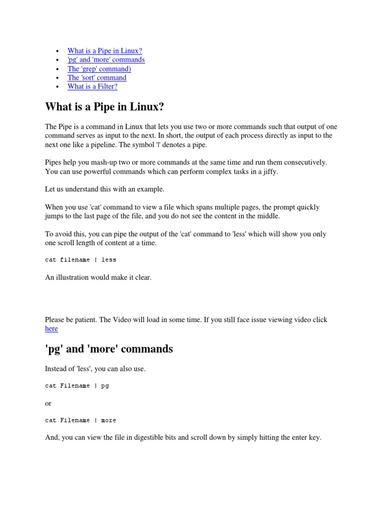 What Is A Pipe in Linux? | PDF | Operating System Technology | Computer ...