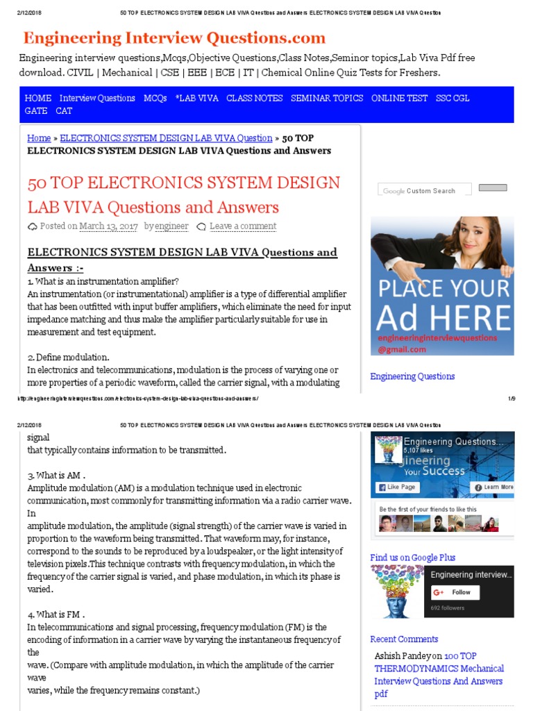 50 Top Electronics System Design Lab Viva Questions and Answers ...