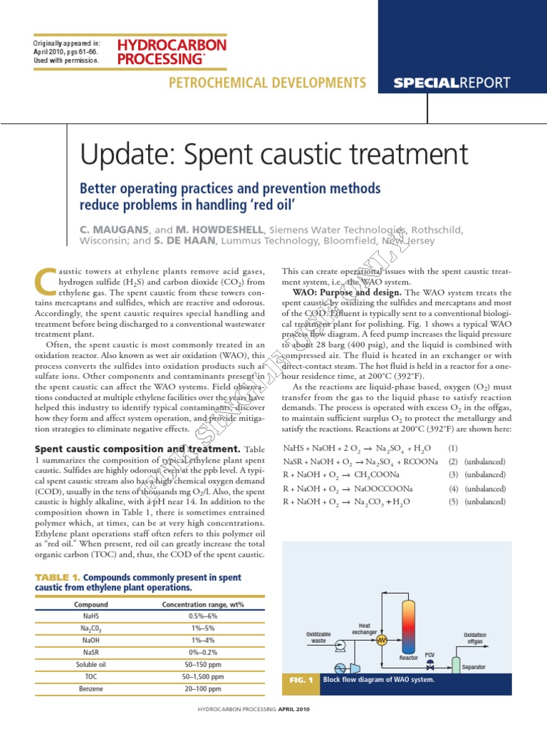 Update Spent Caustic Treatment | PDF | Oxygen | Sodium