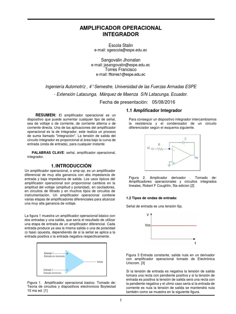 Amplificador Operacional Integrador | PDF | Amplificador operacional ...