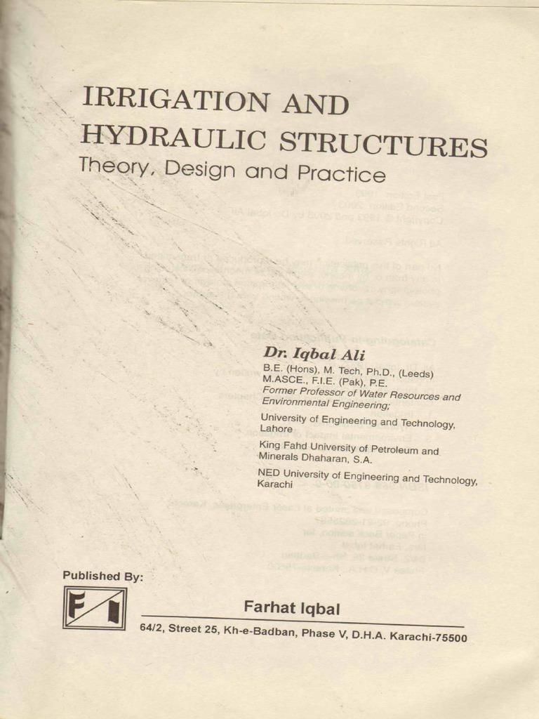 Irrigation and Hydraulic Structures by Dr. Iqbal Ali (Book 2) | PDF