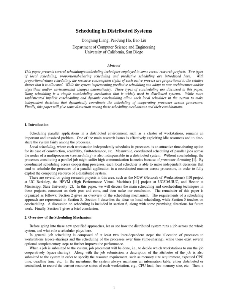 Scheduling in Distributed Systems | PDF | Scheduling (Computing) | Parallel Computing