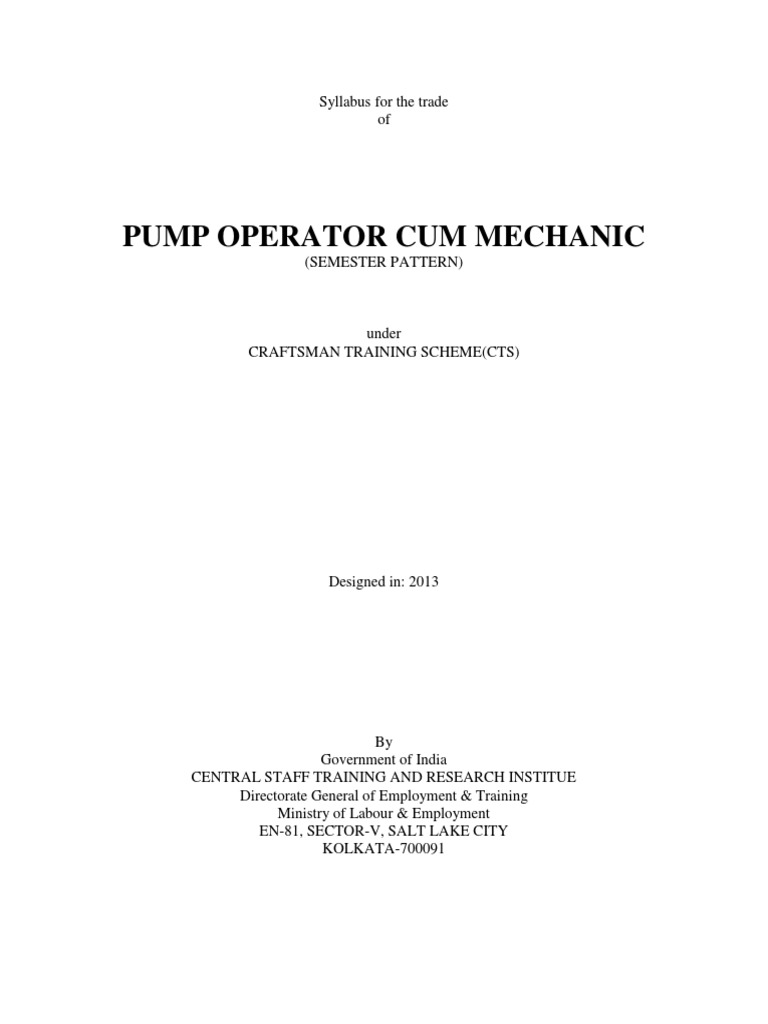 Pump Operator Cum Mechanic .156171802 | PDF | Pump | Electricity