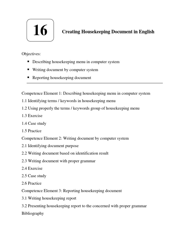 Creating Housekeeping Document in Englis1 | PDF | Word Processor | Software