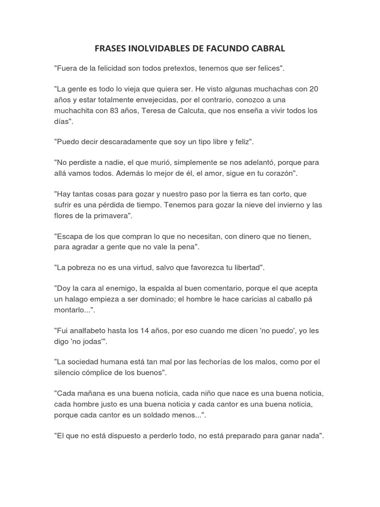 Frases Inolvidables de Facundo Cabral | PDF
