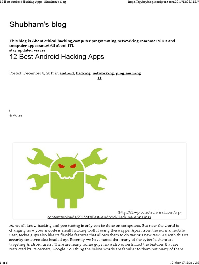 Android Hacking Apps Guide | PDF | Android (Operating System) | Security Hacker