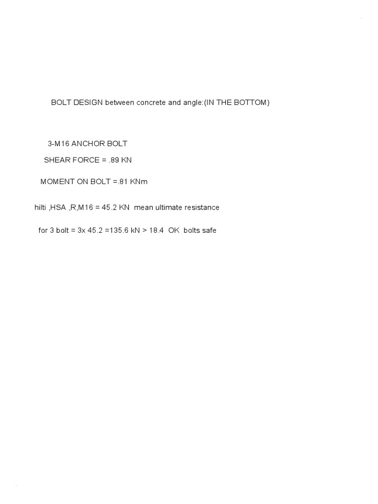 BOLT DESIGN Between Concrete and Angle: (IN THE BOTTOM) | PDF