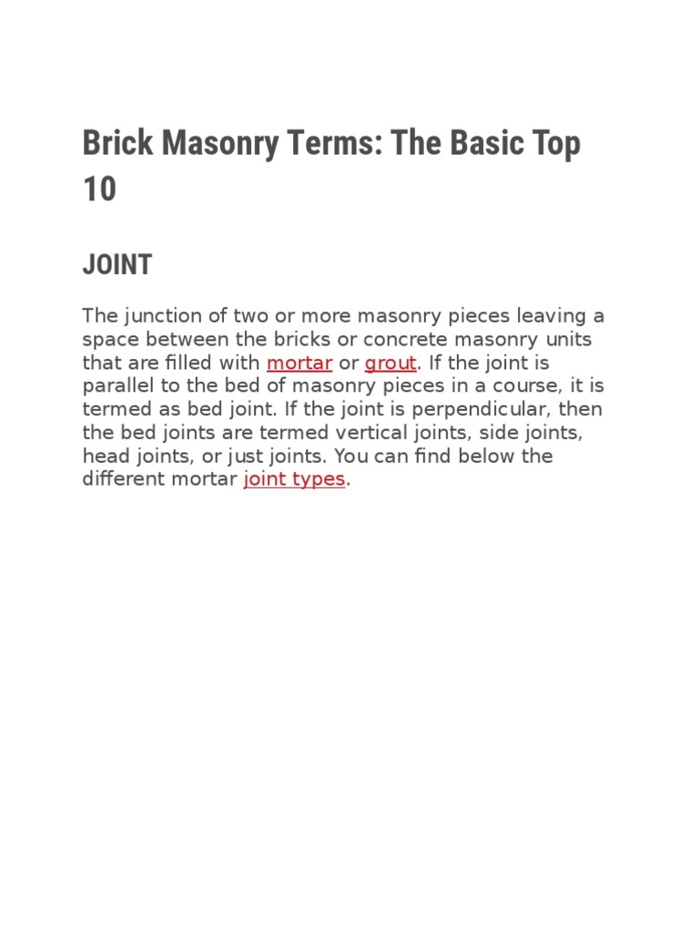 Brick Masonry Terms | PDF | Masonry | Brick