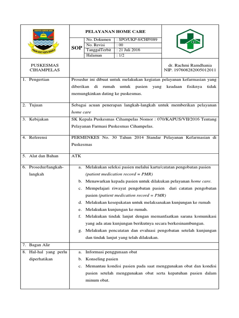 Sop Pelayanan Home Care | PDF