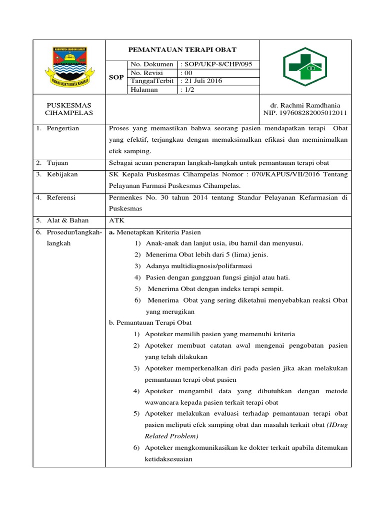 Sop Pemantauan Terapi Obat | PDF