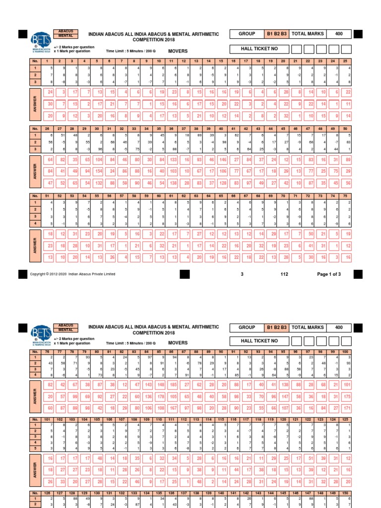 Mo QP 112 Indian Abacus | PDF | Teaching Mathematics