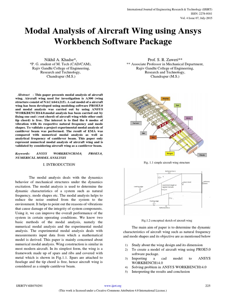 R Modal Analysis of Aircraft Wing Using Ansys PDF | PDF | Beam ...