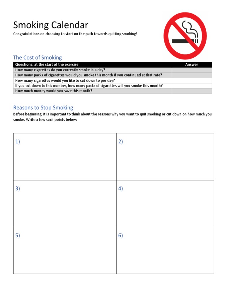 AppendixE - Smoking Calendar Mar 18 To June 18 | PDF | Smoking ...