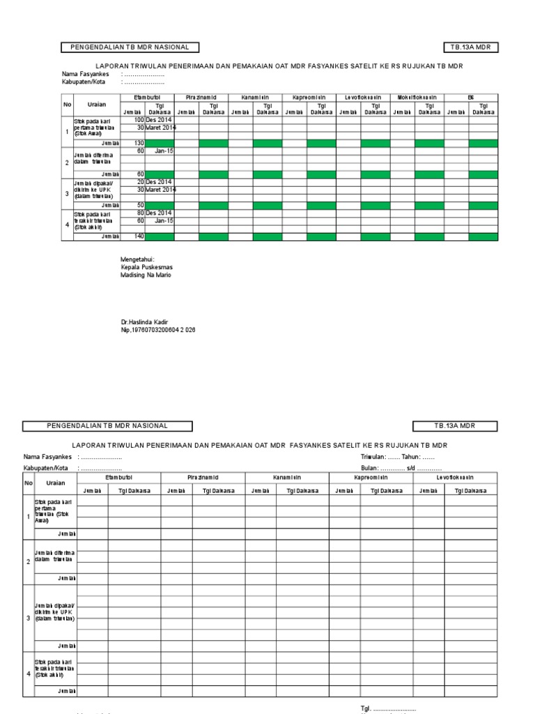 Form TB 13A MDR Dan Permintaan OAT | PDF
