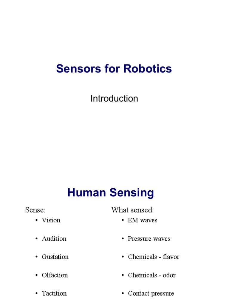 1a - Sensors For Robotics - Intro | PDF | Senses | Nervous System