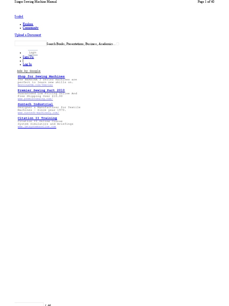 Singer Sewing Machine Manual | PDF | Textiles | Sewing