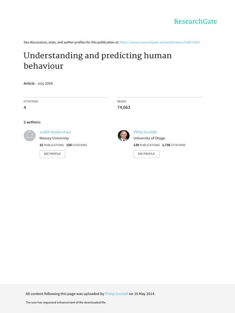 Understanding and Predicting Human Behaviour | PDF | Intention ...
