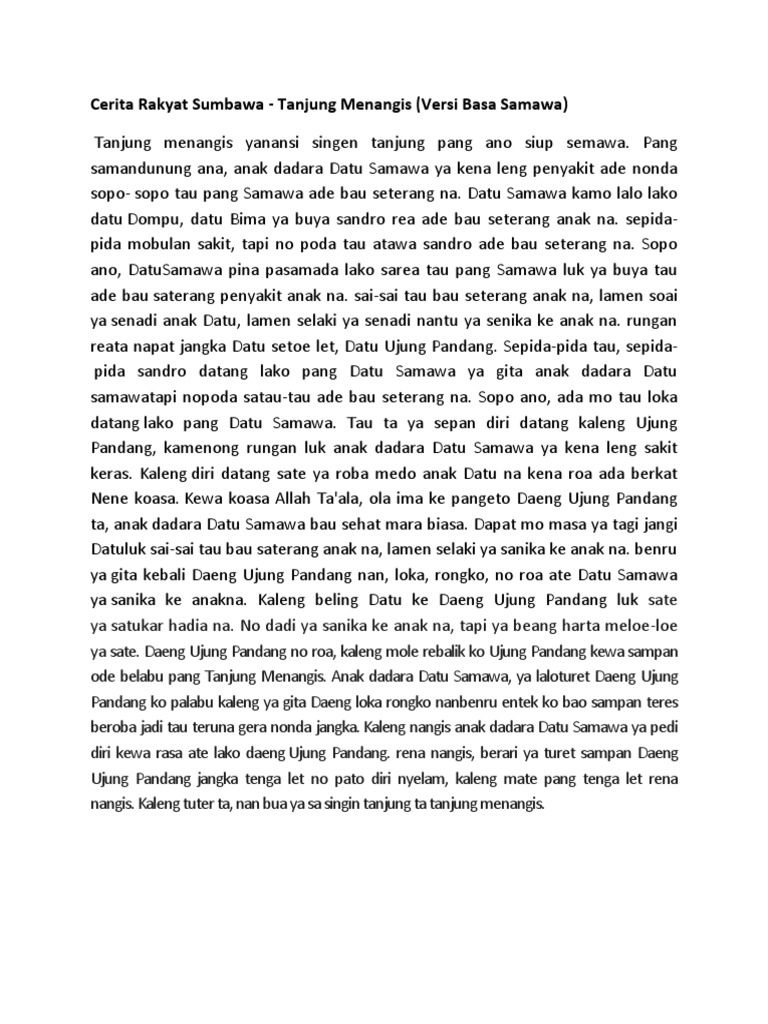 Cerita Rakyat Sumbawa | PDF