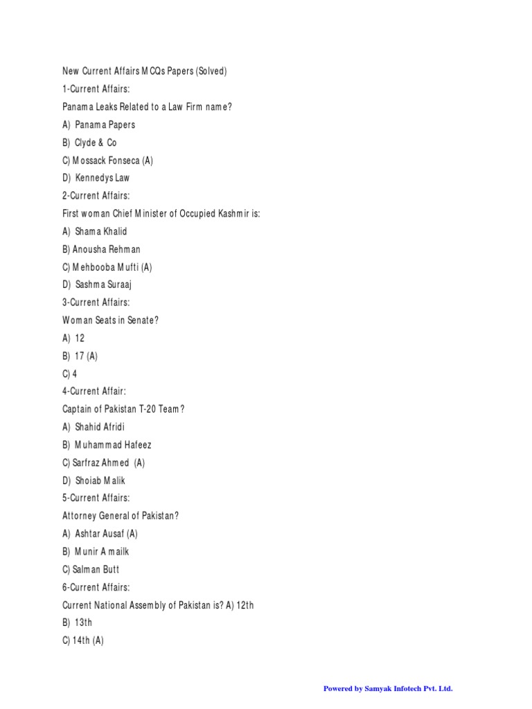 Current Affaurs | PDF | Pakistan