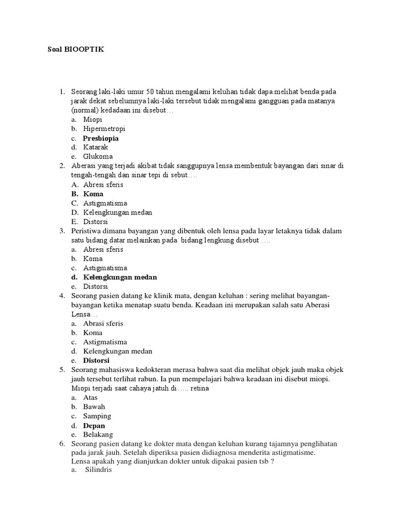 Soal Biooptik | PDF