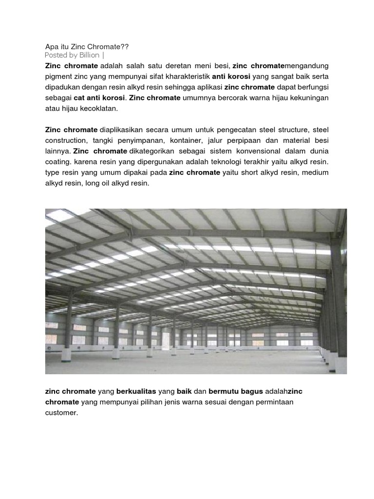 Metode Pelaksanaan Cat Zincromate | PDF