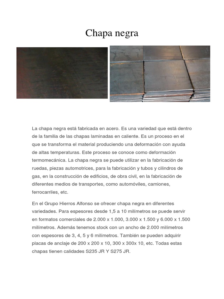 Chapa Negra Blanca Decapada | PDF | Hoja de metal | Acero