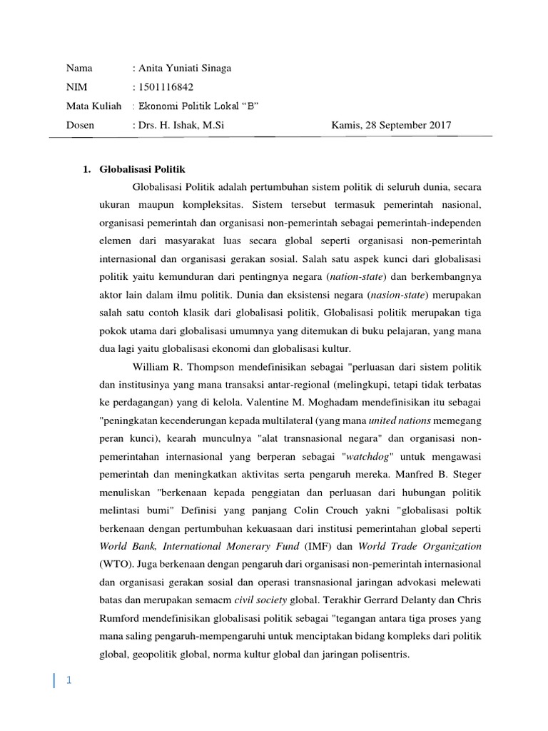 Globalisasi dan Liberalisasi Politik | PDF