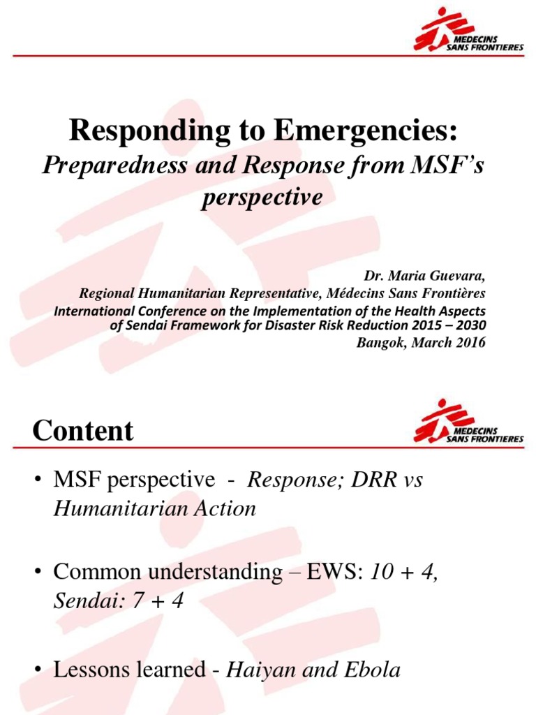 Responding To Emergencies:: Preparedness and Response From MSF's ...