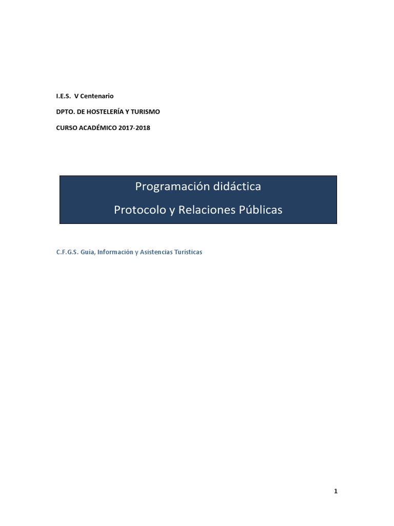 Programación Protocolo y RRPP CFGS | PDF | Turismo | Evaluación