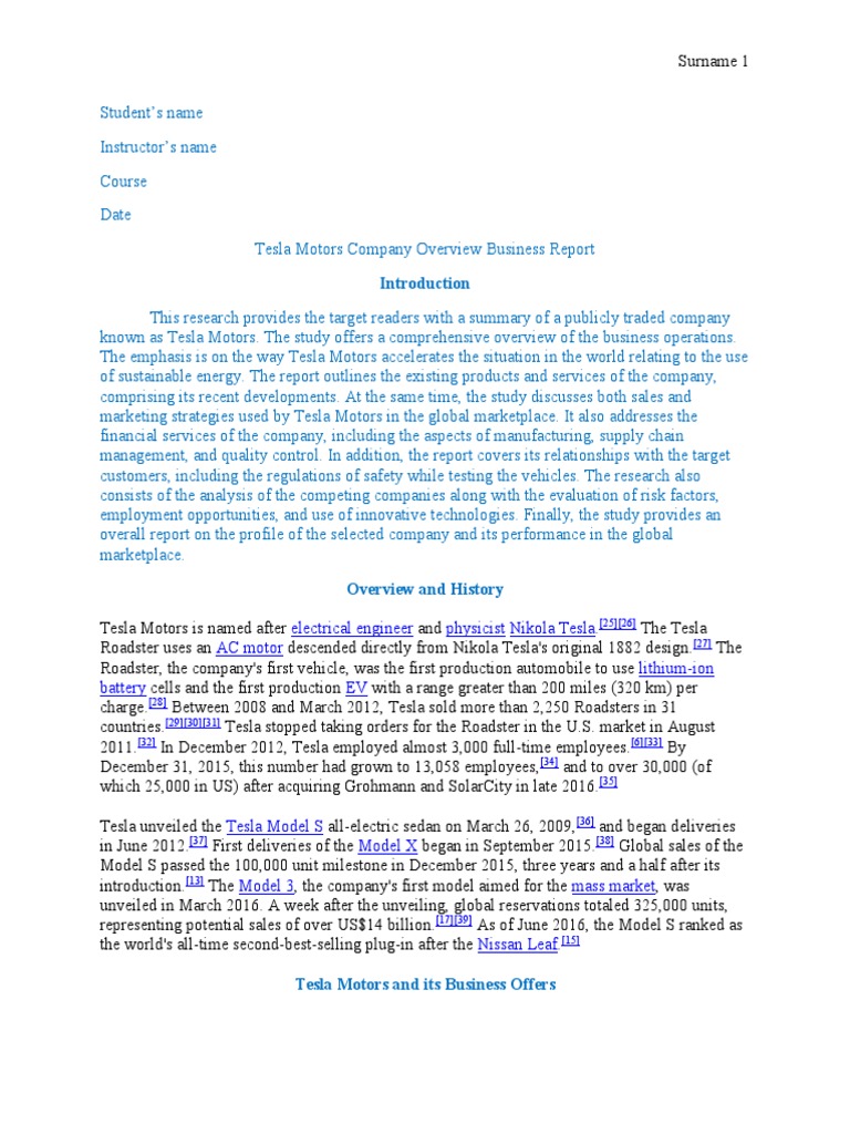 Tesla Motors Company Overview Report | PDF | Tesla Model S ...