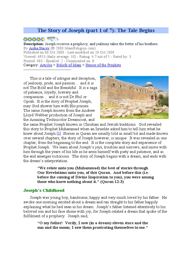 The Story of Joseph | PDF | God In Islam | Jacob