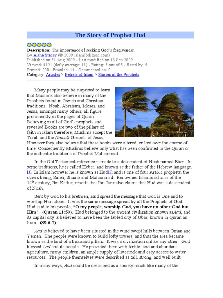 The Story of Prophet Hud | PDF | Muhammad | Abrahamic Religions
