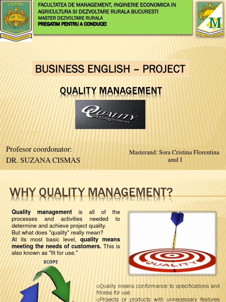 Prezentare Ppt. Engleza de Afaceri | PDF | Quality Assurance | Project ...