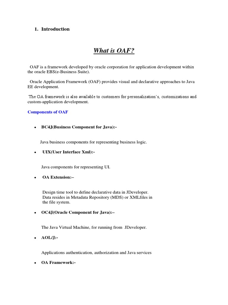 OAF User Guide | PDF | Databases | Software Development