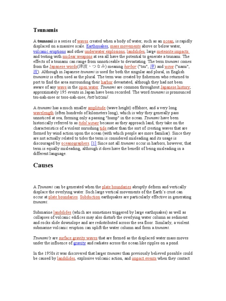 Understanding Tsunamis: Causes and Effects | PDF | Tsunami | Earthquakes