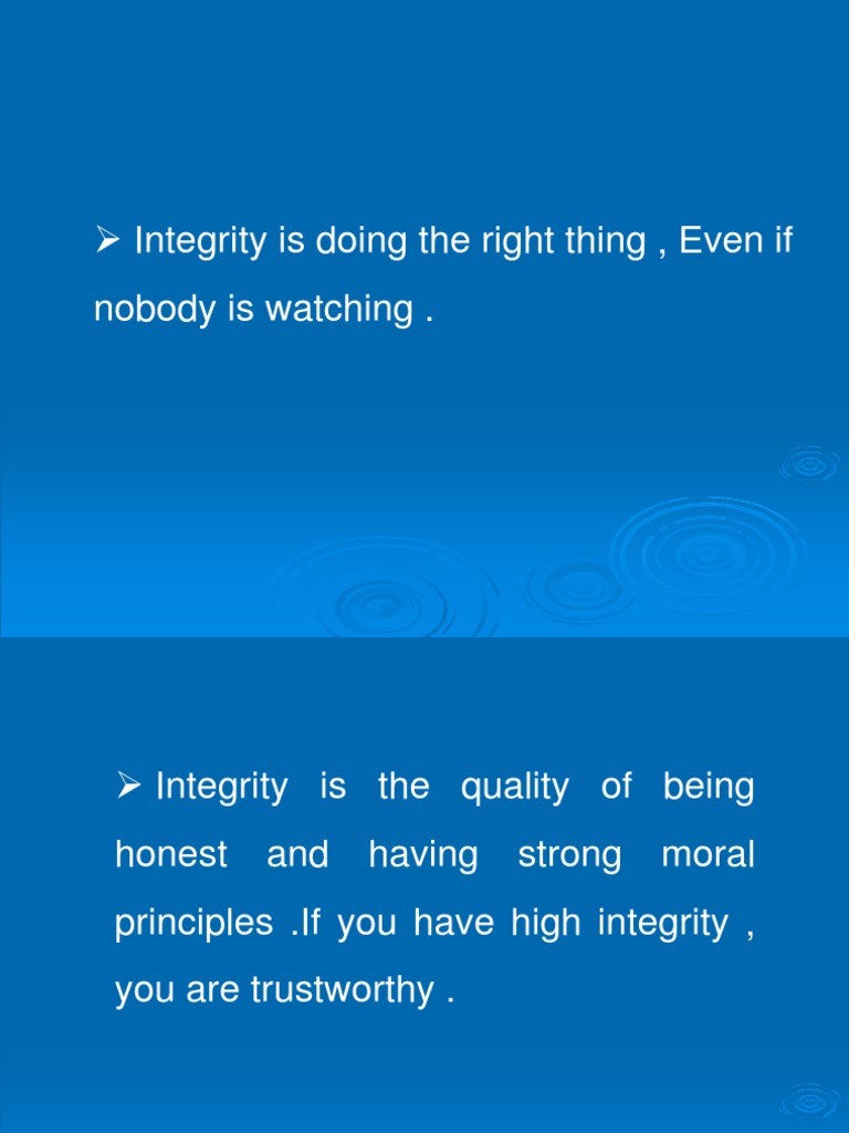 Integrity Is Doing The Right Thing, Even If Nobody Is Watching | PDF ...