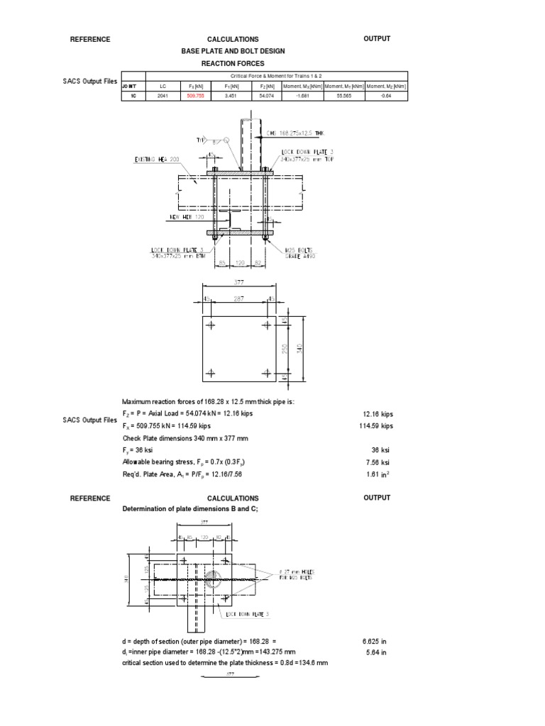 Base Plate & Bolt Design | PDF | Screw | Stress (Mechanics)