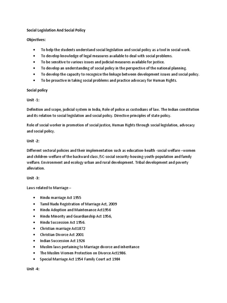 Social Legislation and Social Policy | PDF | Social Policy | Marriage