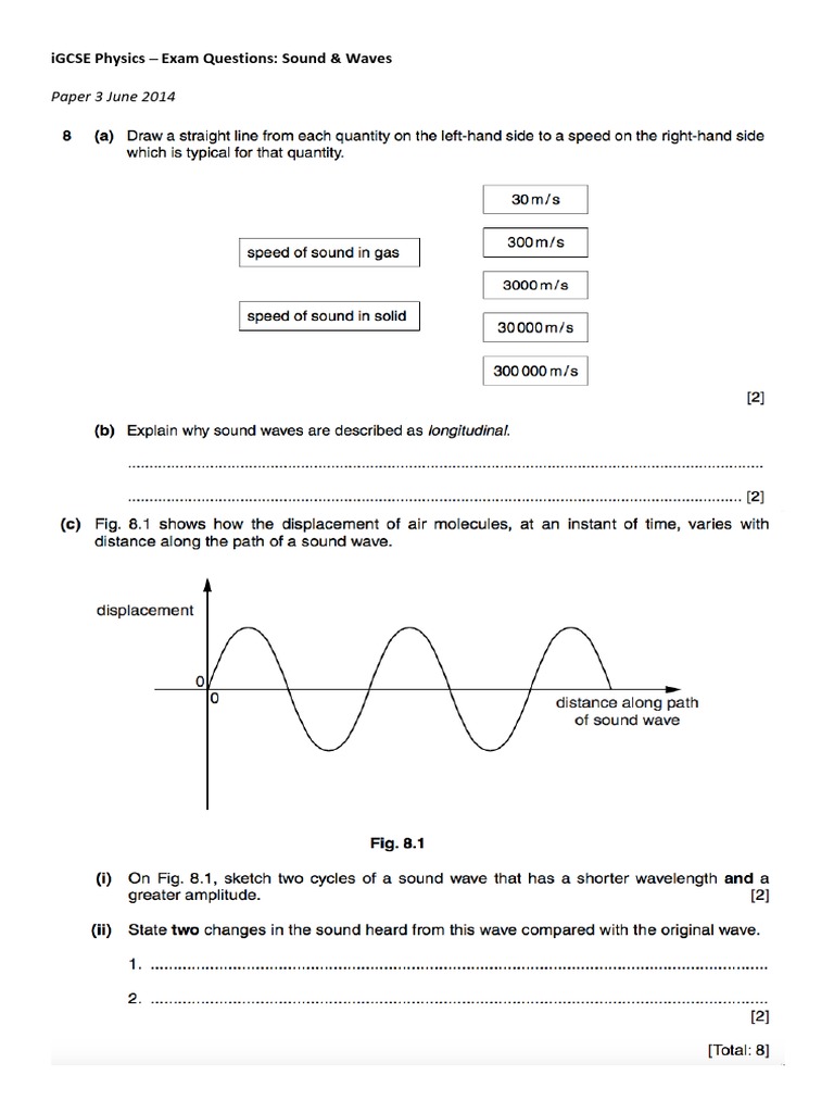 IGCSE Physics Sound and Waves QP MS | PDF