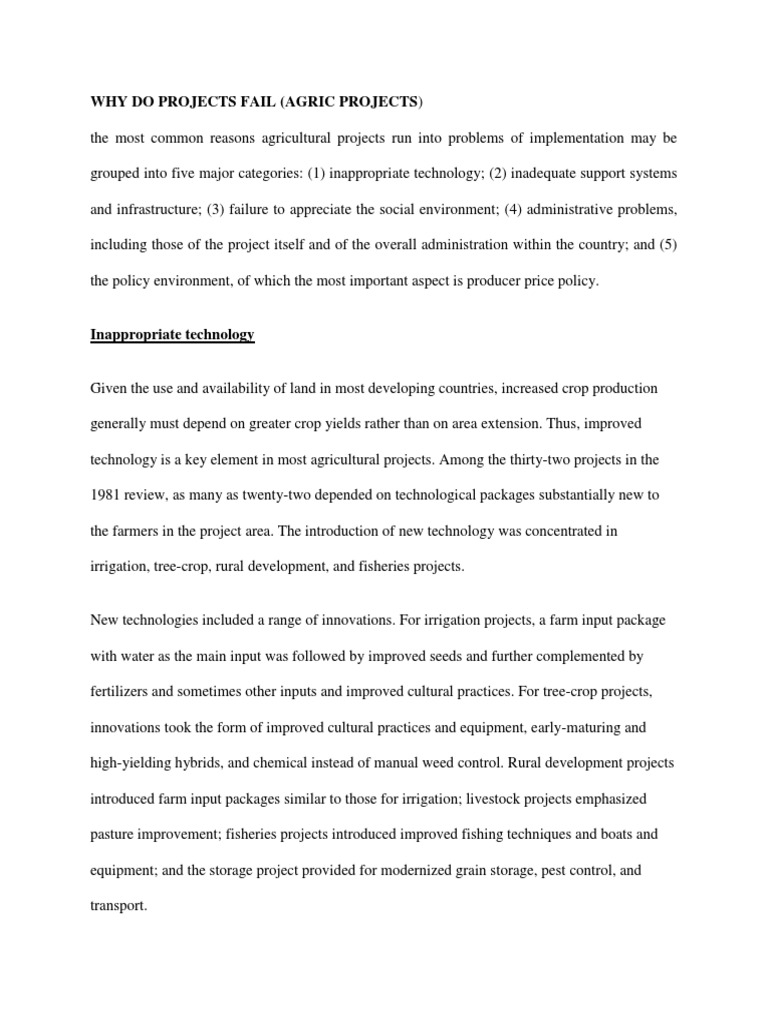 Why Do Projects Fail | PDF | Agriculture | Prices
