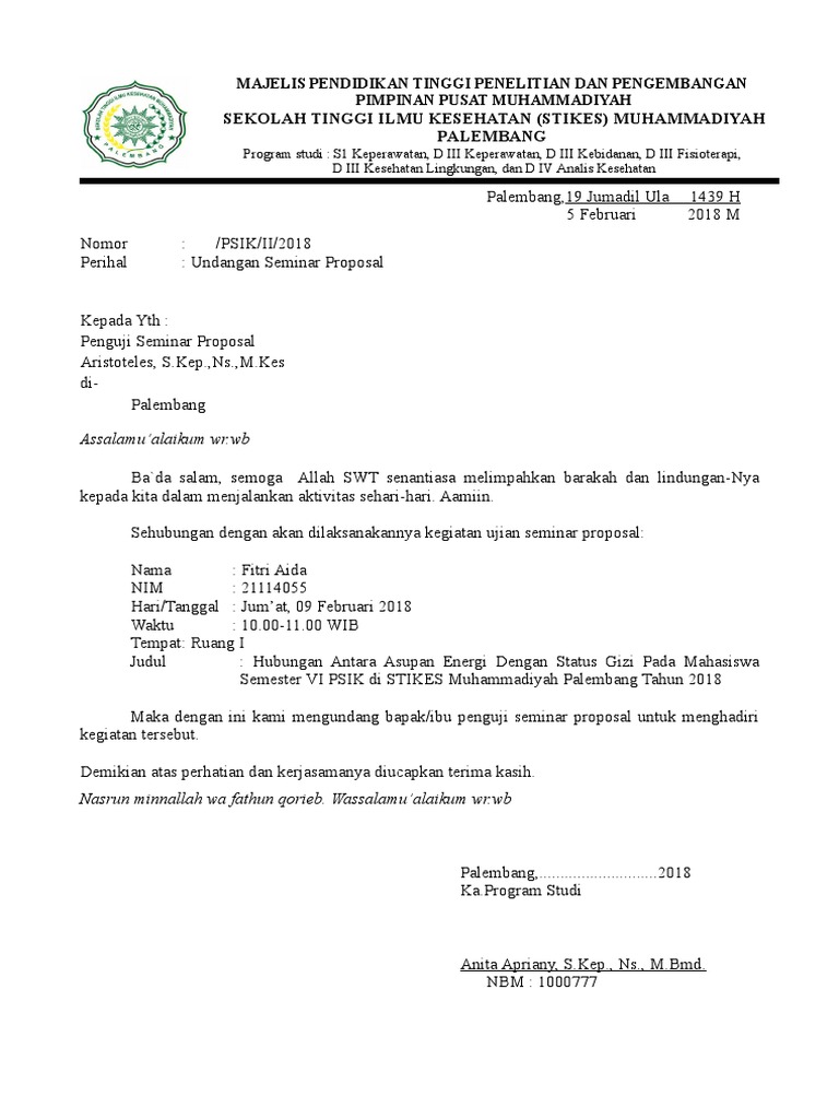 Surat Undangan Sempro Fitri | PDF